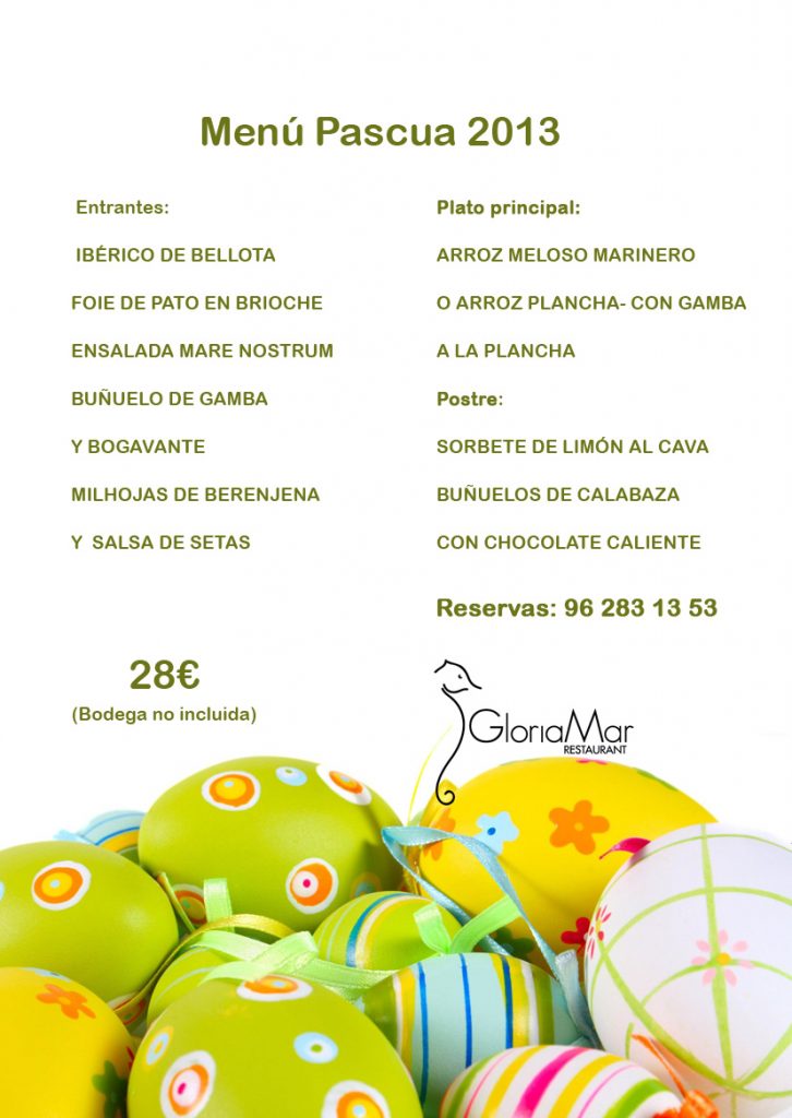 Menú pascuero - Grupo Gloriamar