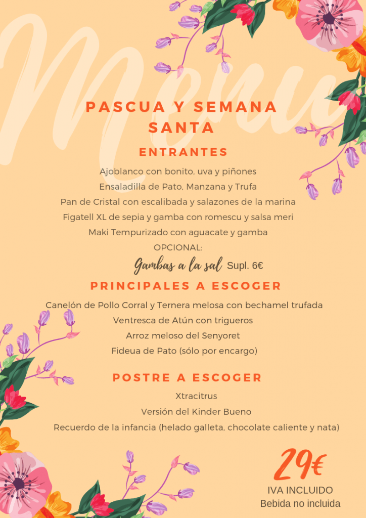 Menú Semana Santa y Pascua 2019 - Grupo Gloriamar